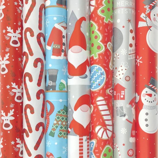 Assortiment kerstpapier cadeaupapier inpakpapier K25 - 200 x 70 cm - 7 ...