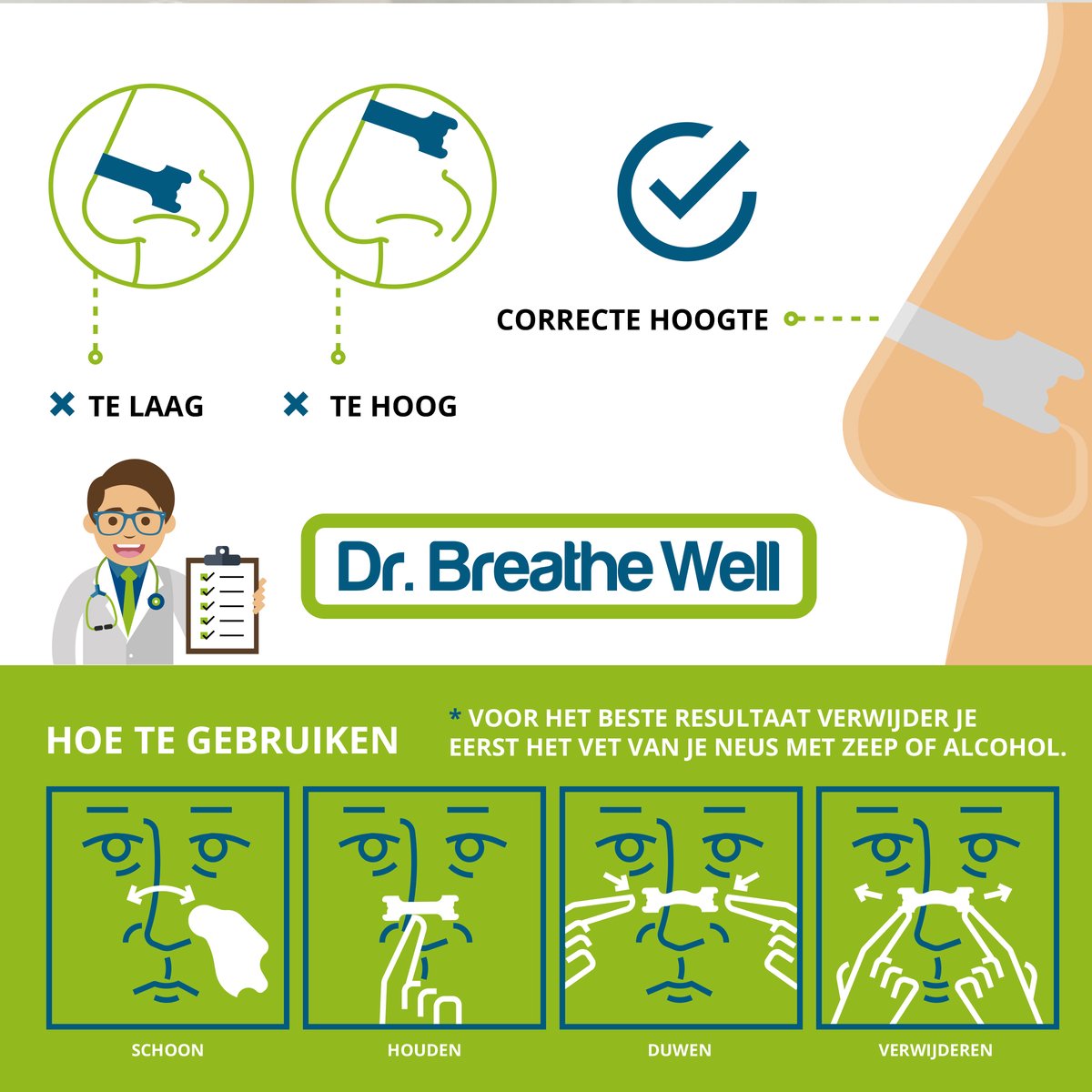 Dr. Breathe Well - 60 Neuspleisters - Maat 66mm medium/large - Anti ...