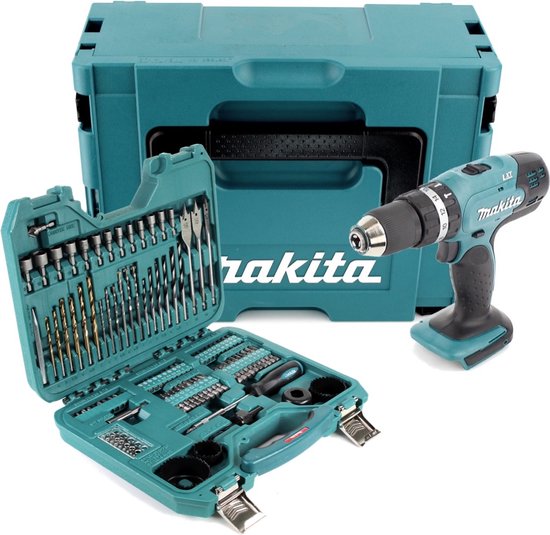 Makita DHP 453 ZJ accu-klopboormachine 18 V 42 Nm + 101-delige bit ...
