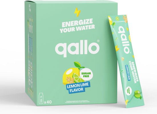 Qallo Energy Drink Poeder Lemon Lime - 40 zakjes - Vegan Suikervrije ...