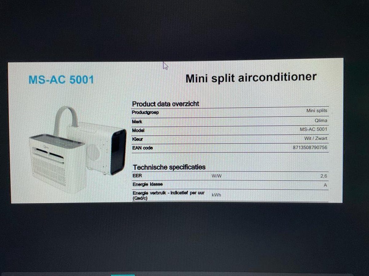 Qlima MS-AC 5001 Split unit airconditioner - Wit/Zwart - Caravan Airco - Ideaal om... | bol