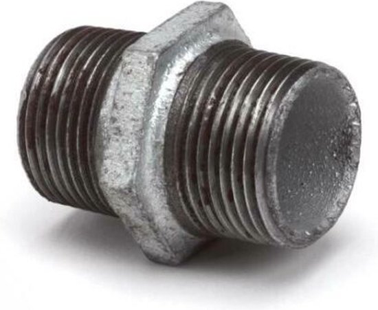 dubbele nippel gegalvaniseerd, 2x buitendraad 3/8 inch | bol.
