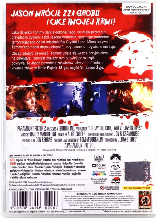 Friday the 13th Part VI: Jason Lives [DVD] (Dvd), Thom Mathews | Dvd's ...