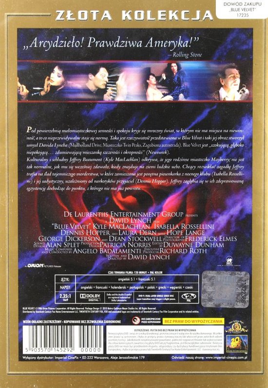 Blue Velvet [DVD] (Dvd), Kyle Maclachlan | Dvd's | bol