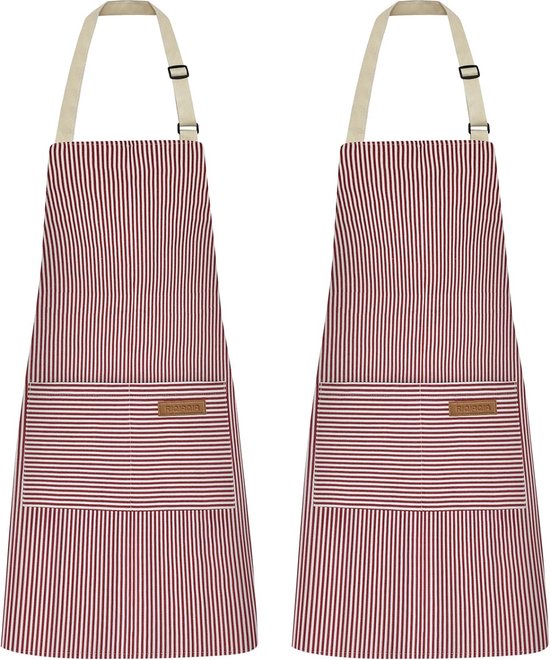 Set van 2 kookschort voor dames, keukenschort met 2 zakken voor koken ...