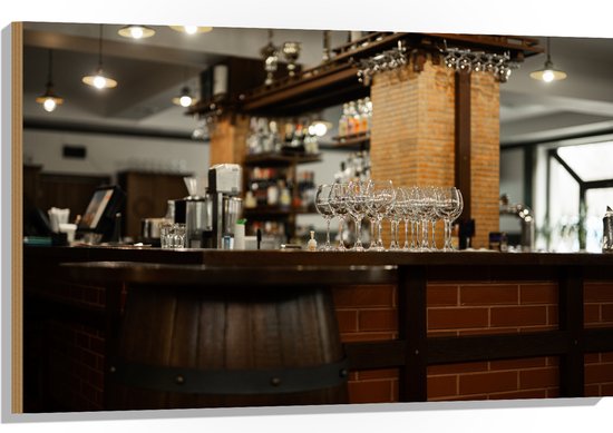 Hout - Bar - Hout - Ton - Glazen - Drank - Kroeg - 105x70 cm - 9 mm dik ...