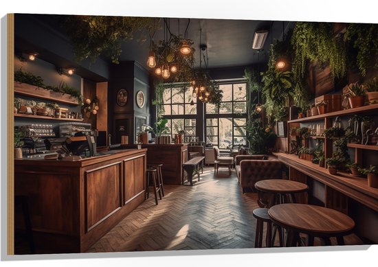 Hout - Bar - Plantjes - Groen - Stoelen - 105x70 cm - 9 mm dik - Foto ...