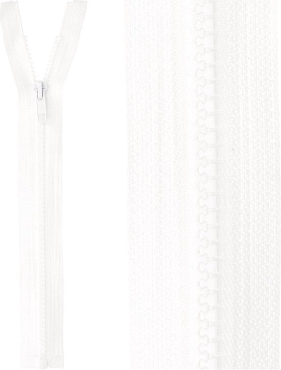 Deelbare rits 60cm wit - rits voor jassen, vesten - polyester stevige rits met bloktandjes | bol