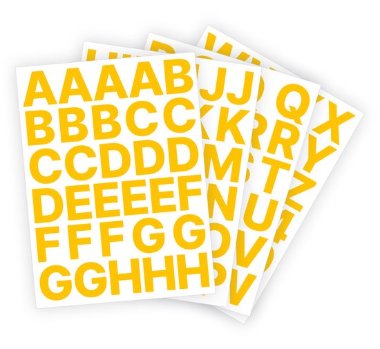 Letter stickers / Plakletters - Stickervellen Set - Geel - 4cm hoog ...