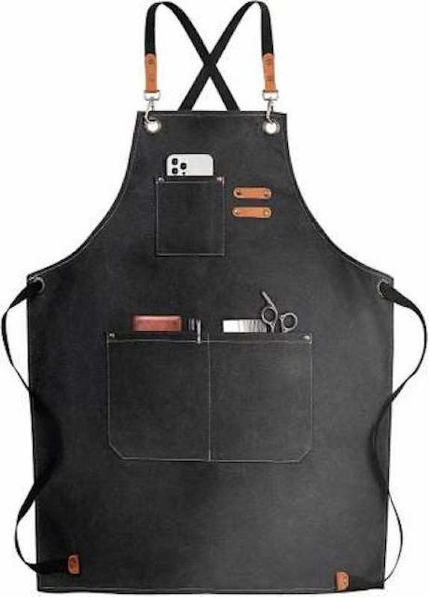 Schort - Zwart - Dames - Heren - Stoer - Sloof - Spijkerstof - Keuken ...