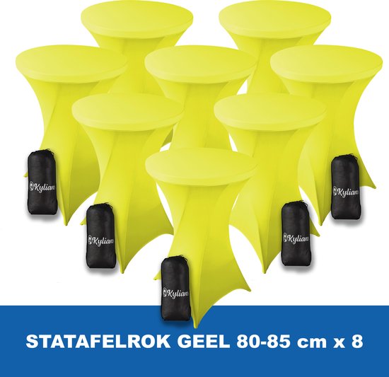 Statafelrok Geel x 8 – ∅ 80-85 x 110 cm - Statafelhoes met Draagtas - Luxe Extra Dikke... | bol