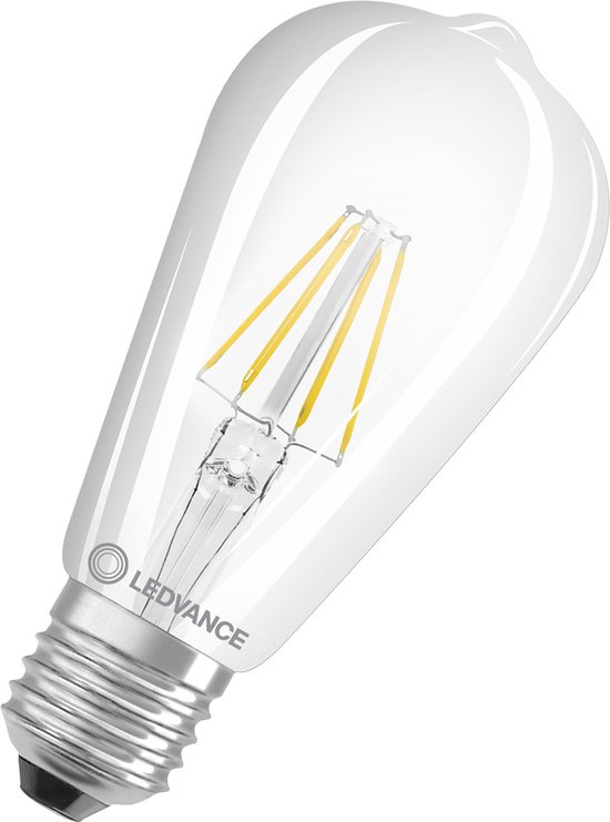 Ledvance Classic LED E27 Peer Filament Helder 4W 470lm - 827 Zeer Warm Wit | Vervangt 40W | bol