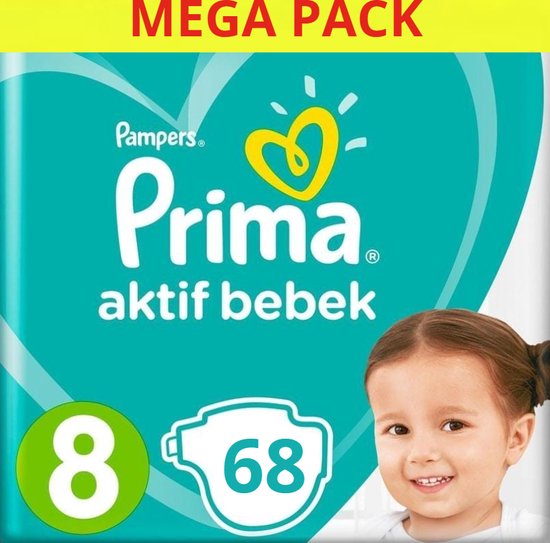 Pampers Prima (Baby Dry) Aktif Bebek Maat 8 - 68 Luiers Turkse Verpakking Mega Pack | bol.com