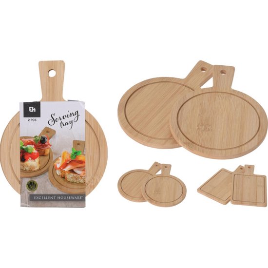 Excellent Houseware Serveerplank bamboe set a 2 stuks | bol