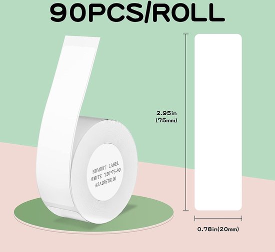 Niimbot - Labels/Etiketten D101 - Wit - 20*75mm - 90 vellen - 1 Rol | bol