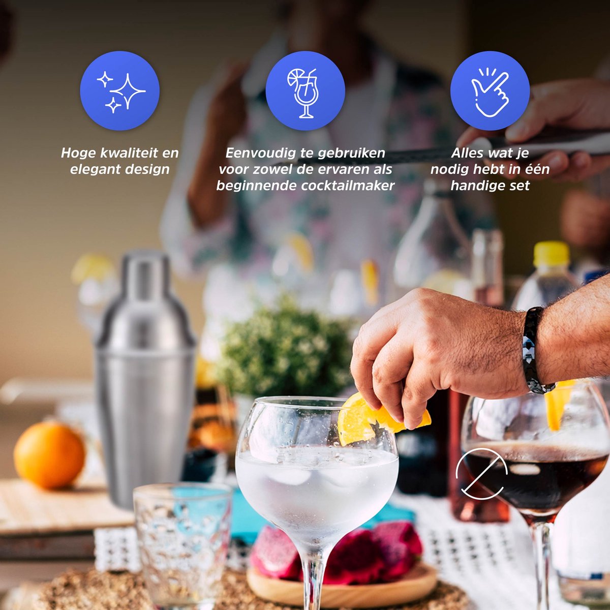 Cheqo® Luxe Cocktail Shaker Set - Cocktailset - Cocktails Maken - RVS ...