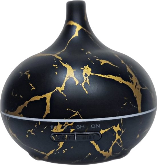 Razzaro Aroma diffuser Zwart/Goud 400ml + 8 Etherische Oliën 10ml | bol