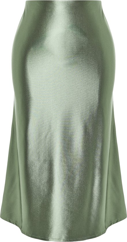 Trendyol Normale taille A-lijn Groene premium satijnen A-lijn/luifel ...