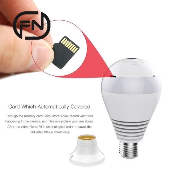 Draadloze Lamp met Verborgen Bewakingscamera: 360-graden Panoramisch Zicht | bol