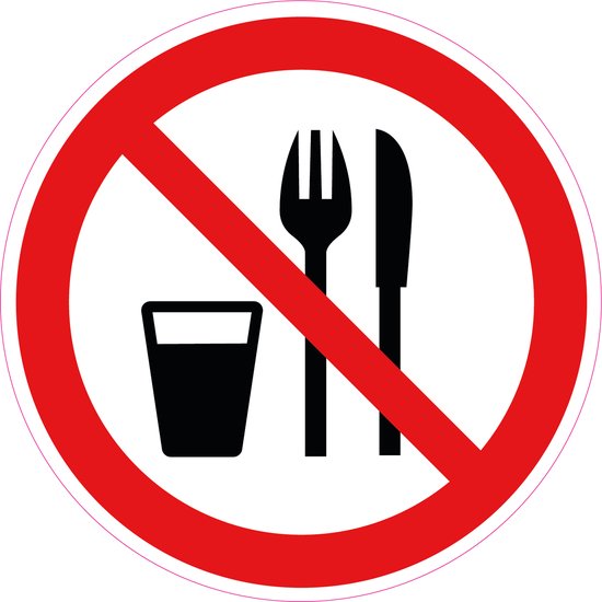 15x 5cm Verboden eten en drinken Sticker | Pictogram sticker | bol.com