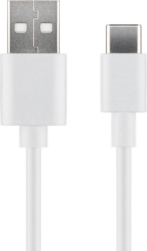 Powteq - 10 cm premium USB A naar USB C kabel - Wit - USB 2.0 | bol