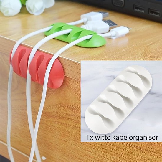 Kabelorganiser - Kabelhouder - Geschikt voor 5 kabels - Wit - 2stuks - Zelfklevend -... | bol