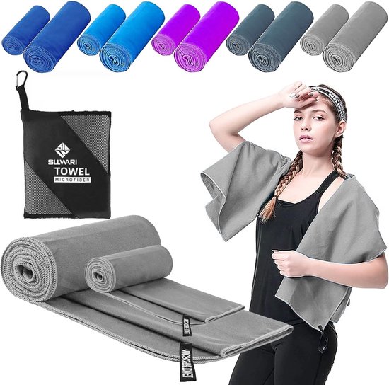 Microvezel handdoekenset (badhanddoek en handdoek), compacte ...