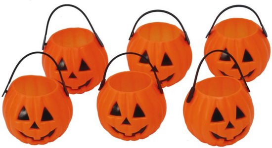 Halloween mini pompoen emmertjes 5 cm - 24x stuks - Traktatie/decoratie ...