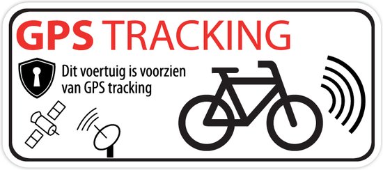 Fiets GPS Tracking Breed Wit Sticker - Set van 3 Stickers - 8 x 3,5 cm ...
