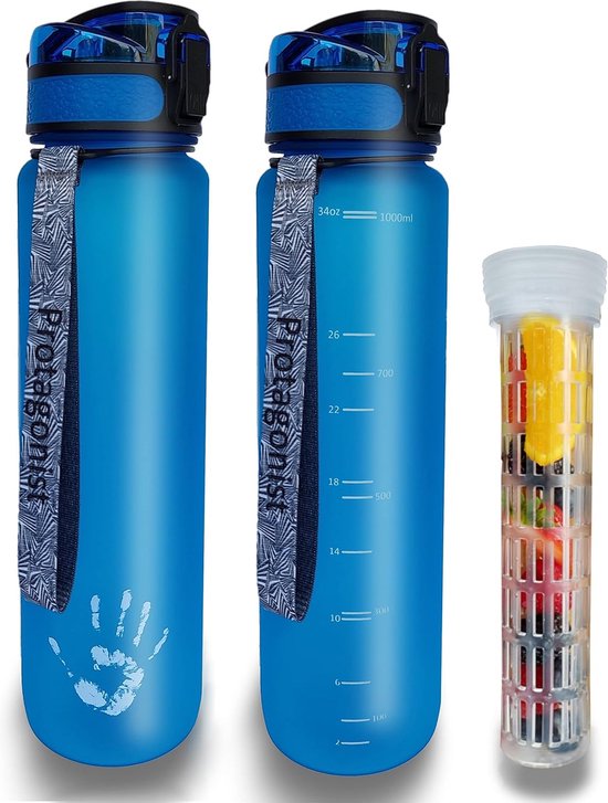 Drinkfles, Tritan Bottle, 1 l, BPA-vrij, waterfles voor sport, fitness ...