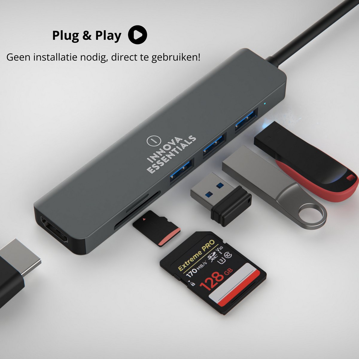 Innova USB C Hub 6 in 1 - USB splitter - USB Hub - USB C dock - USB 3.0 ...