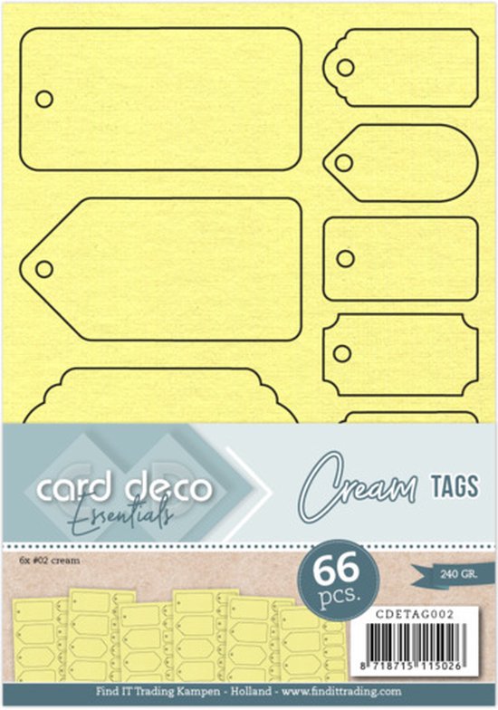 Card Deco Essentials - Tags - Cream | bol