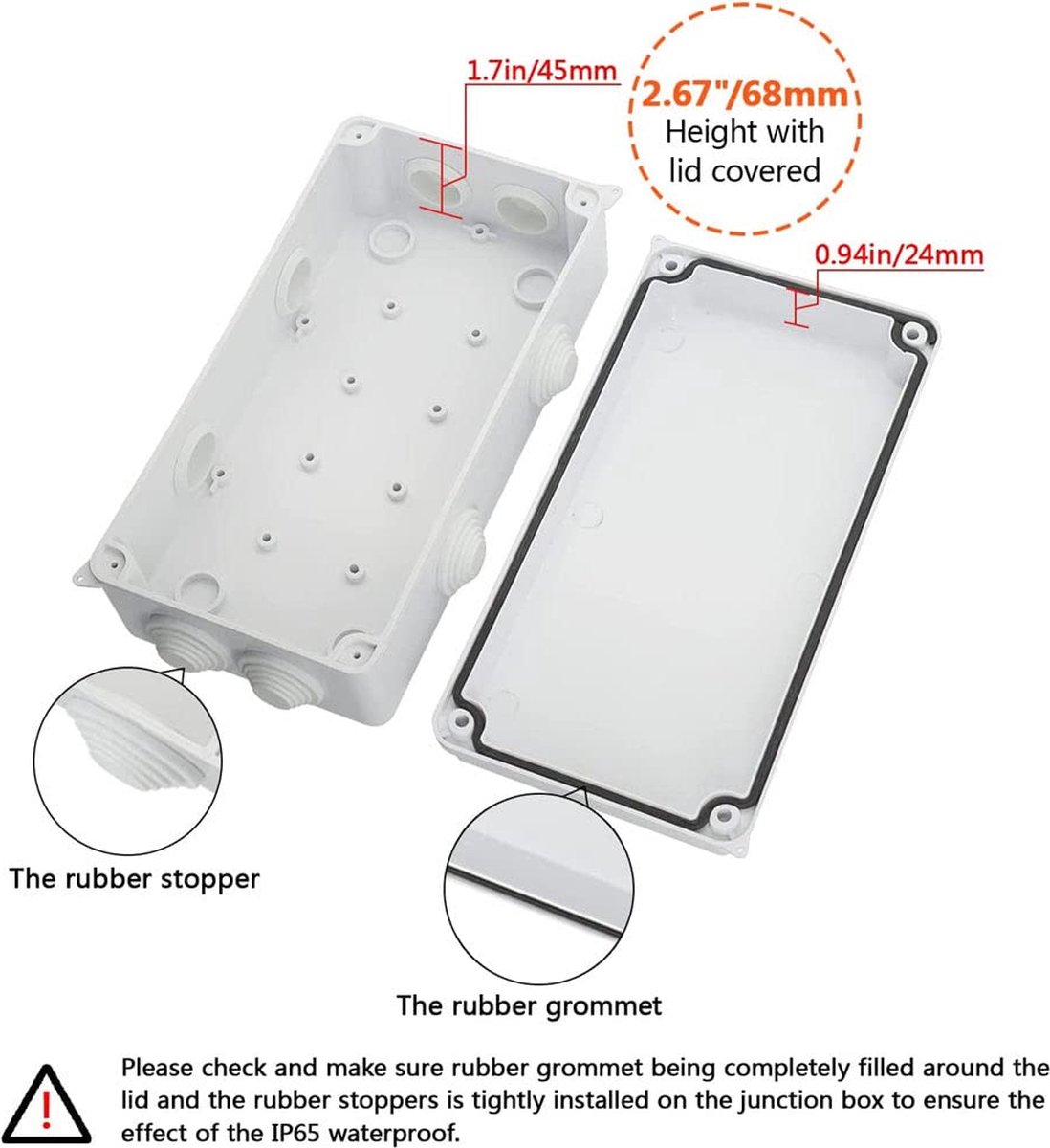 Aansluitdoos waterdicht IP65 wit 20x10x7cm opbouw aansluitdoos IP65 ...