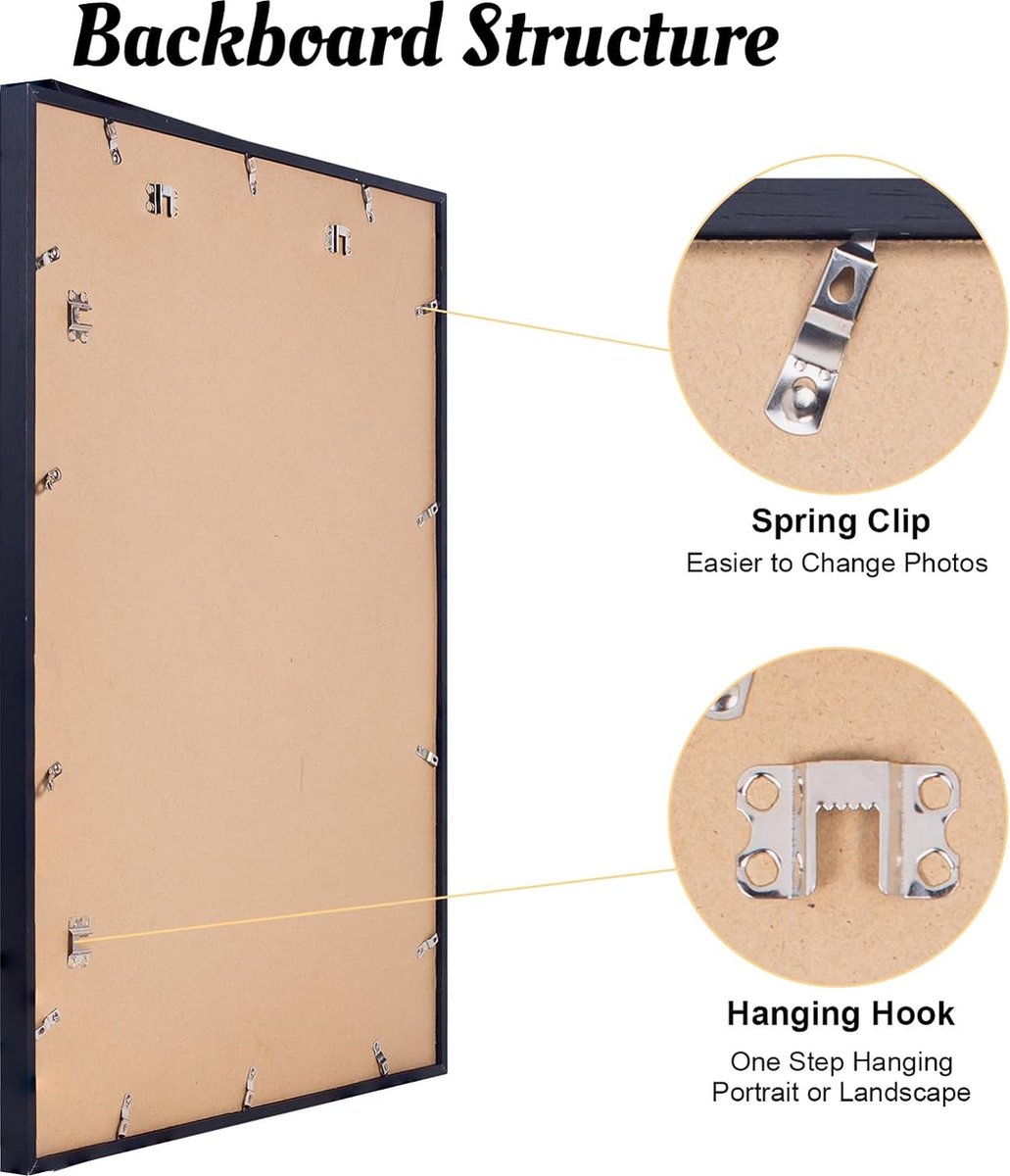 Cadre photo A2 en bois noir, lot de 1, bois noir, 42 x 59,4 cm, cadre ...