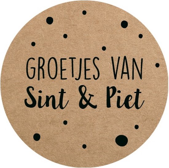 Stickers Sinterklaas - Groetjes van Sint en Piet - Kraft - Zwart ...