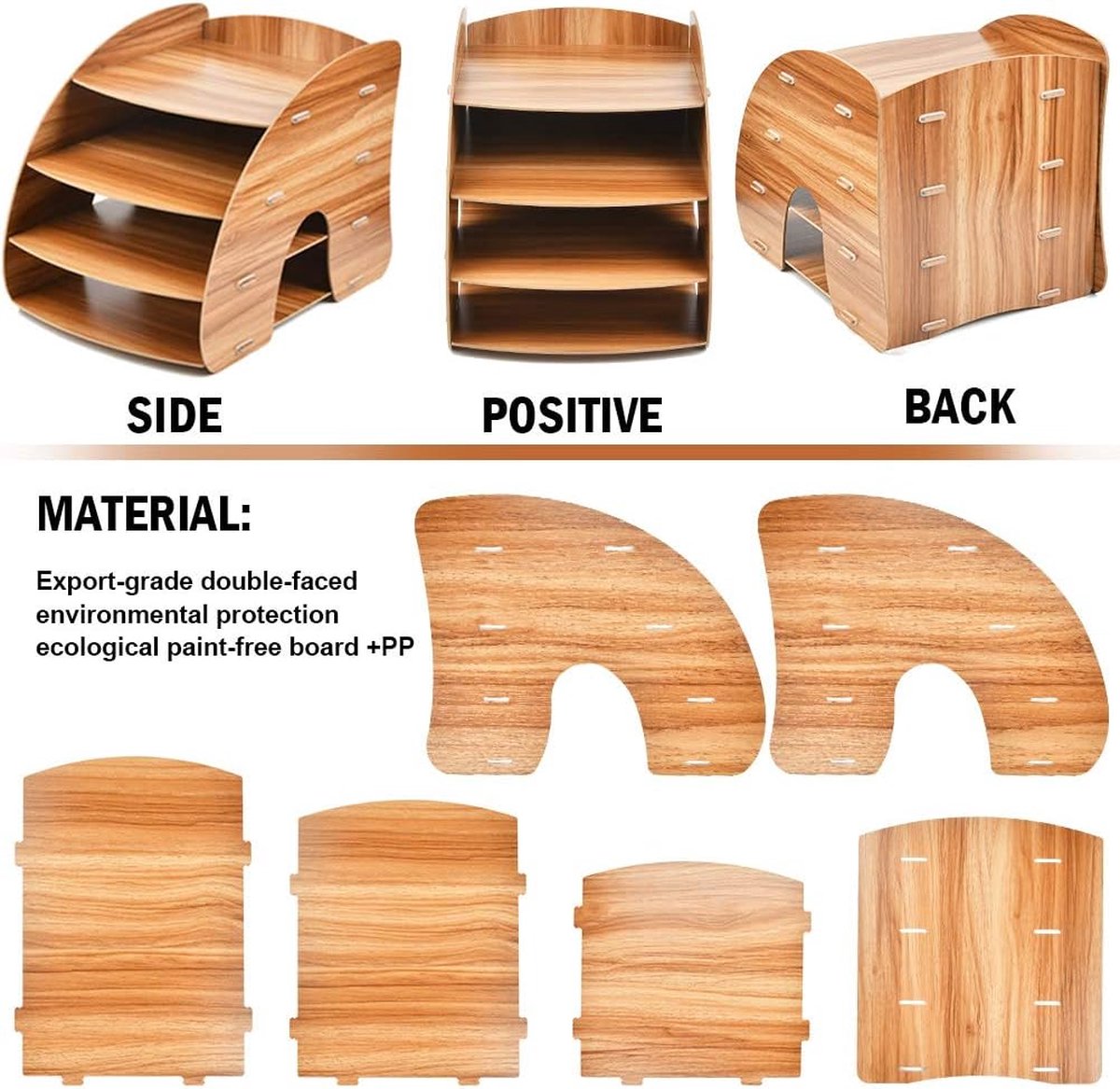 Bureau, hout, bureau, documentenplank, bureauplank met 4 opbergvakken ...