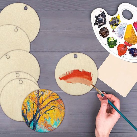 100 stuks houten schijven ronde natuurlijke houten schijven voor ...