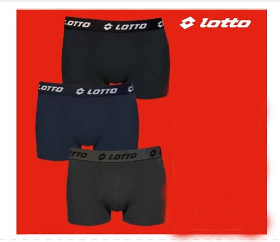 Lotto set van 3 boxers voor mannen - katoen - Zwart - grijs - blauw ...