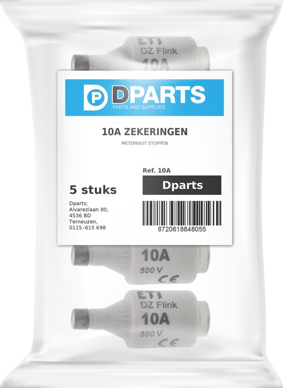 Dparts zekering 10A 500V - set a 5 stuks - stoppen 10 ampere ...