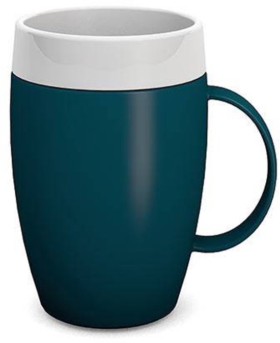 Isolerende beker trechtervorm met 1 handvat : donker groen/wit | bol