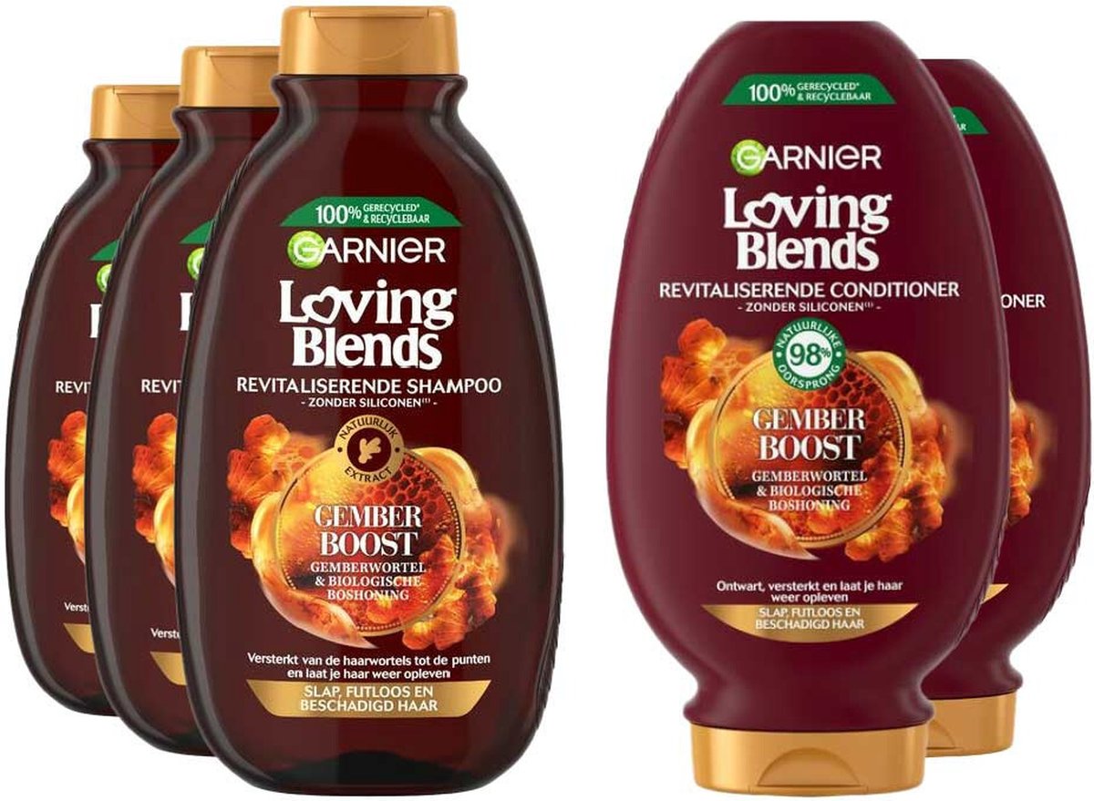 Garnier Loving Blends Gember Boost - shampoo 3x 300 ml & Conditioner 2x ...