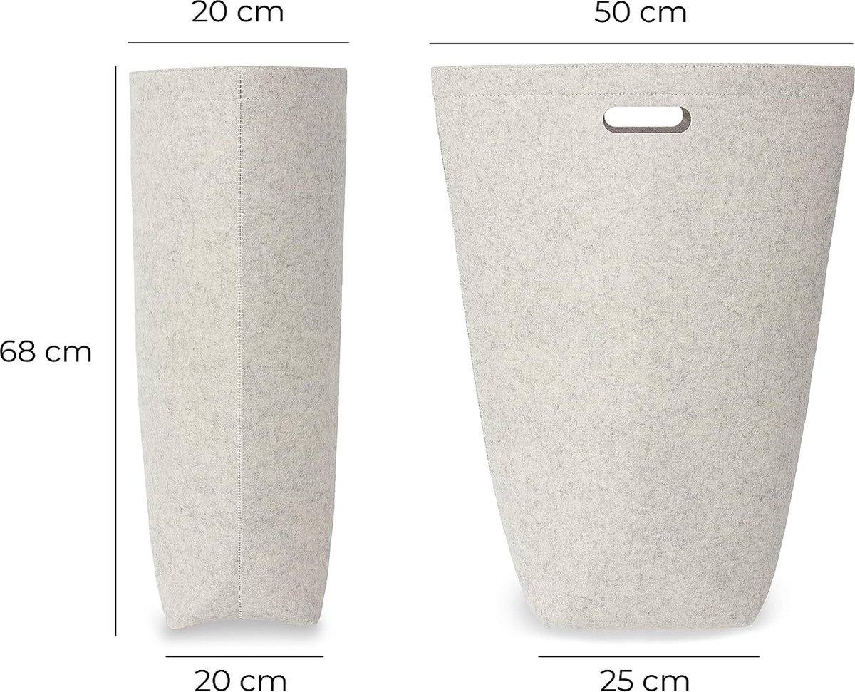 Designer Wasmand in Stijlvol Vilt [80L/Beige] | Opvouwbare Wasmand met ...