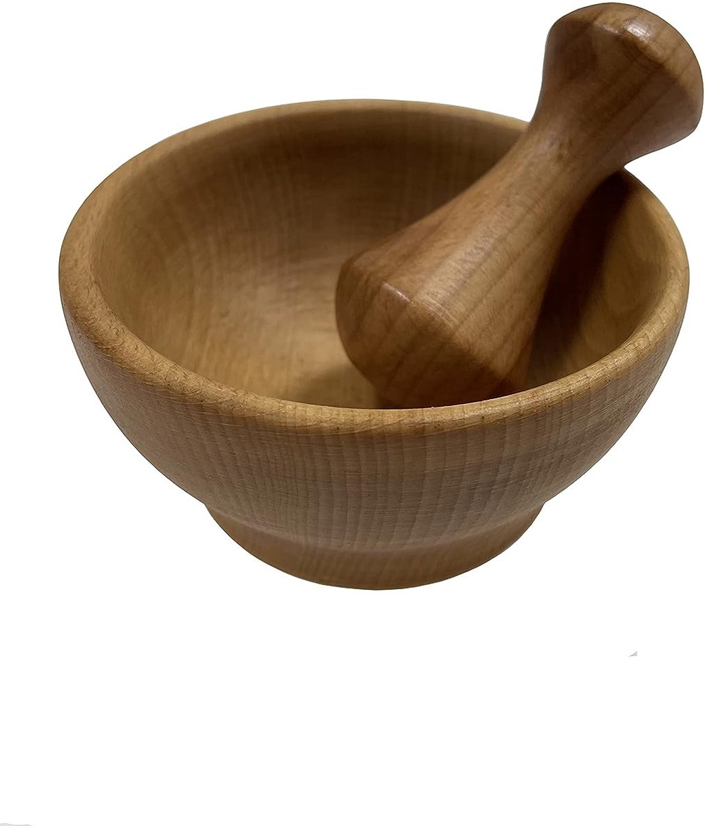 Vijzel met stamper hout - houten vijzel en stamper set - houten vijzel ...