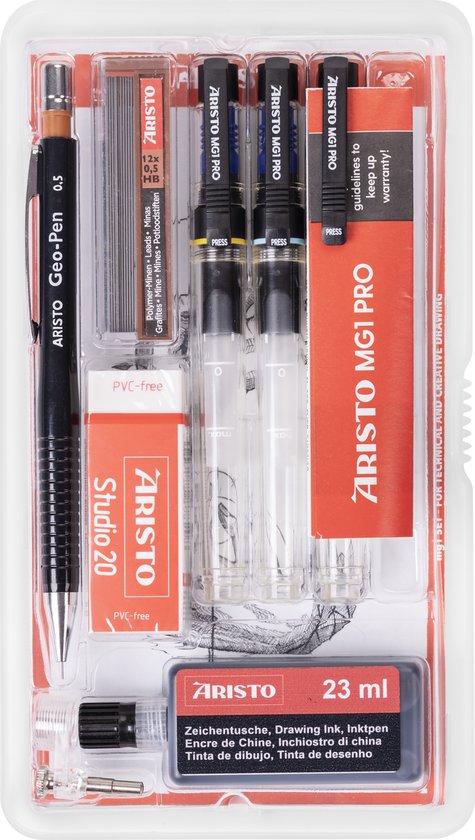 Aristo tekenpen - PRO Studio - set 8-delig - lijnbreedte 0.20/0.40/0 ...