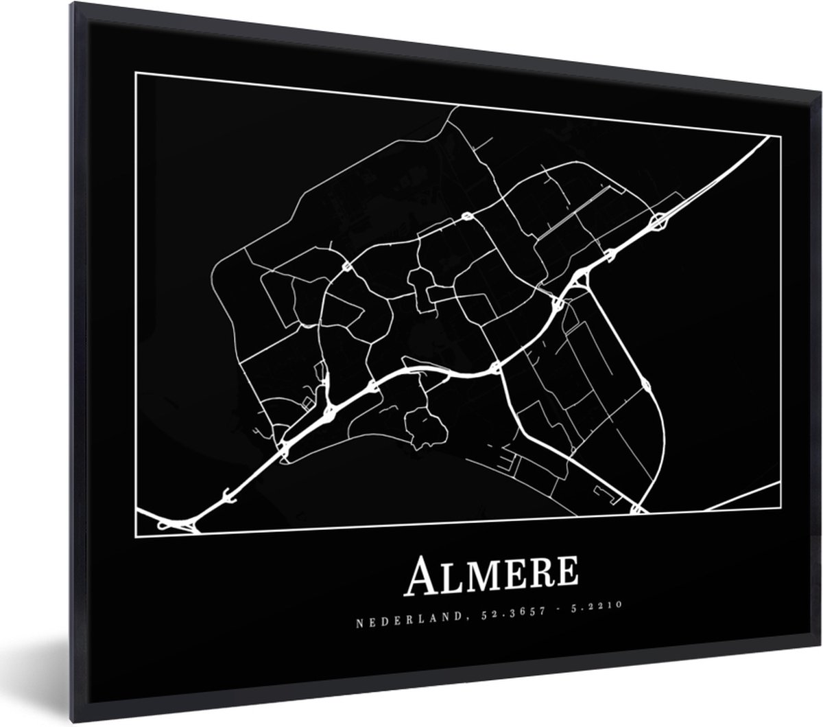Fotolijst incl. Poster - Stadskaart - Almere - Kaart - Plattegrond ...
