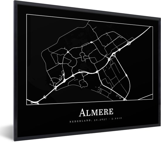 Fotolijst incl. Poster - Stadskaart - Almere - Kaart - Plattegrond ...