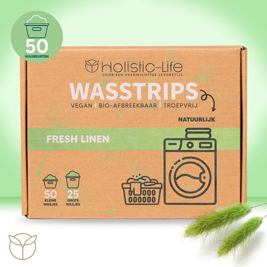 Natuurlijke Wasmiddeldoekjes - Fresh Linen Wasstrips 50 Wasbeurten Incl ...