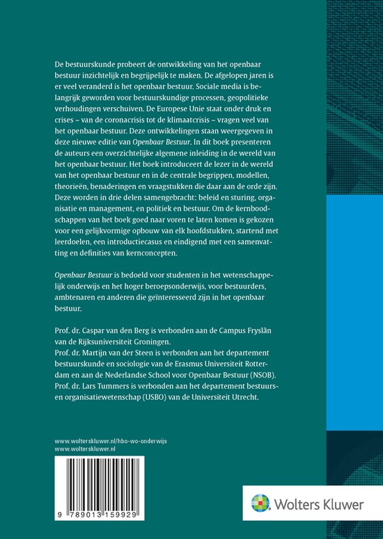 Openbaar Bestuur, beleid, organisatie en politiek | 9789013159929 | C.F ...