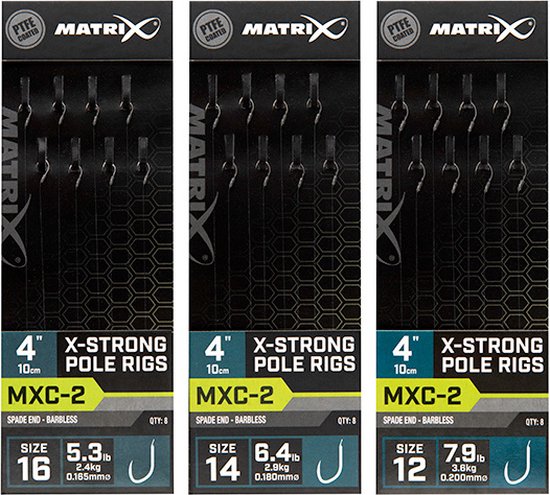 Matrix Onderlijn MXC-2 X-Strong Pole Rigs 10cm Spade End-Barbless (8 pcs) - Maat :... | bol