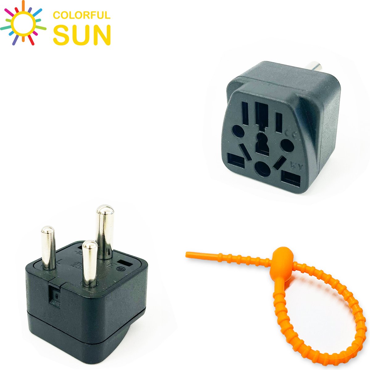 Colorful Sun® Universele Wereldstekker - India, Nepal - Reisstekker ...